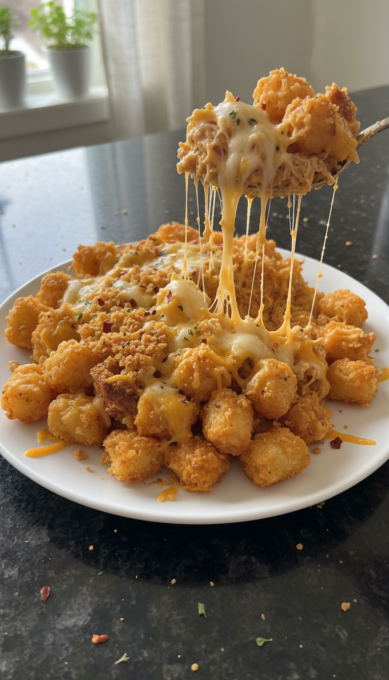 Buffalo Chicken Tater Tot Casserole - Globalbitesrecipes
