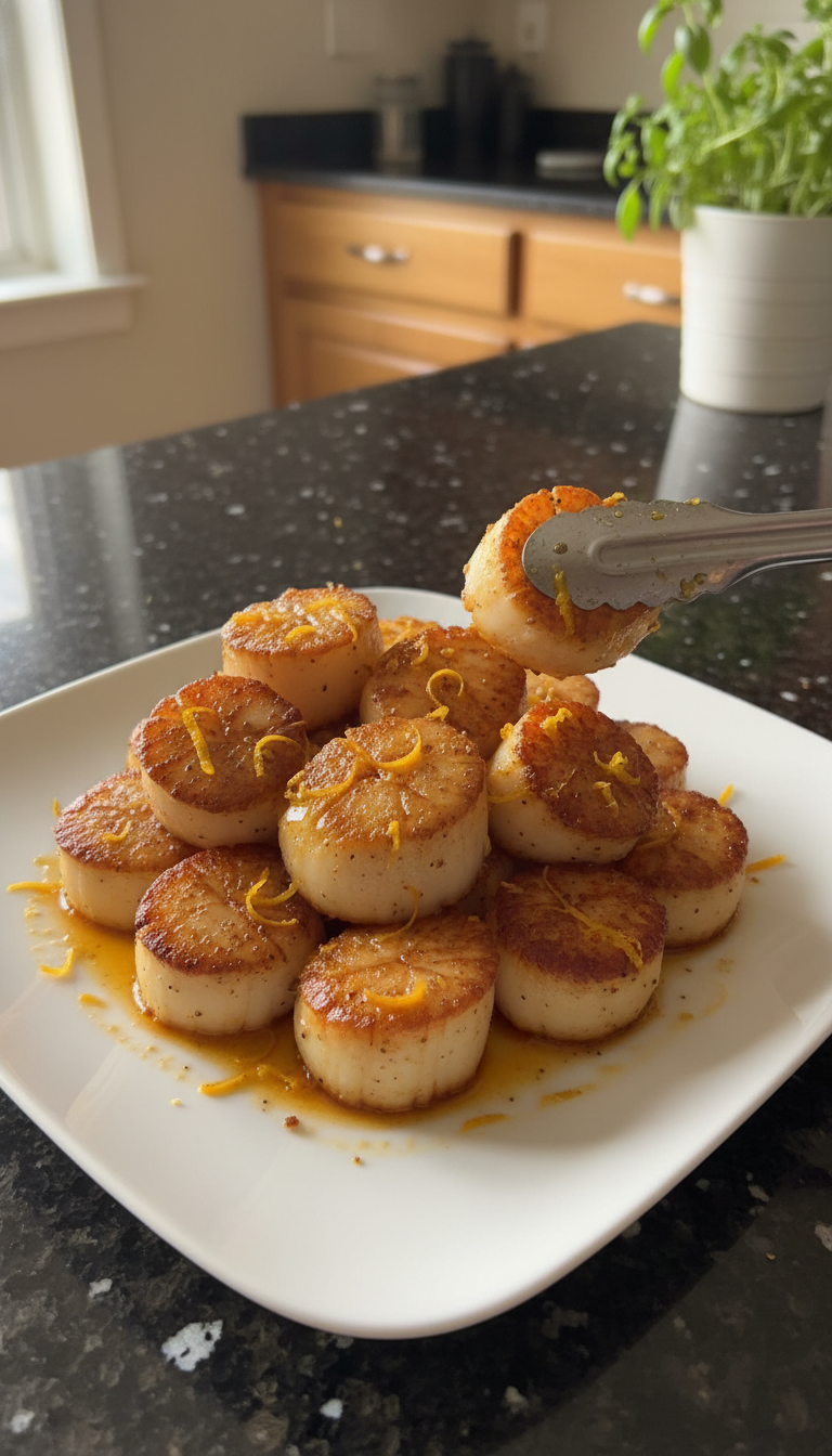 Scallops with Orange Vanishing Sauce - Globalbitesrecipes